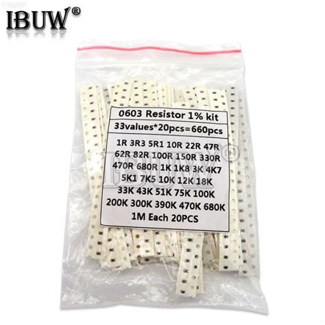 0603 Smd Resistor Kit Assorted Kit 1ohm 1m Ohm 1 33valuesx 20pcs 660pcs Sample Kit Lazada Ph
