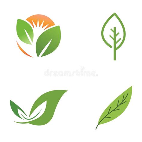 Natural Green Leaf Logo Icon Template Stock Vector Illustration Of Flower Design 254975556