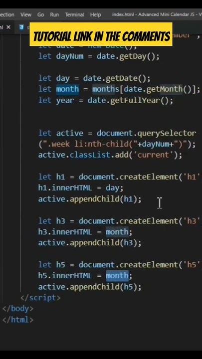 Advanced Mini Calendar Using Html Css And Javascript Coding