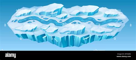 Winter Ui Mobile Game Map Level Road Cartoon Background With Snow Ice