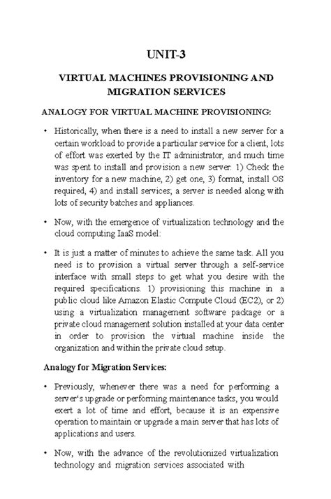Cloud Computing Virtual Machines Provisioning And Migration Services