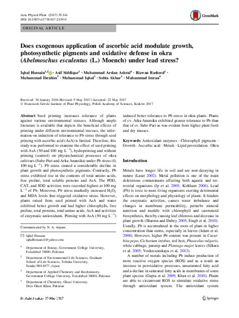 Pdf Does Exogenous Application Of Ascorbic Acid Modulate Growth