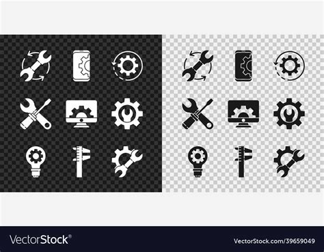 Set Wrench And Arrows As Workflow Setting Vector Image