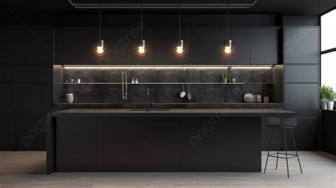 멋진 3d 렌더의 미니멀한 블랙 주방 주방 캐비닛 주방 3d 고급 주방 배경 일러스트 및 사진 무료 다운로드 Pngtree