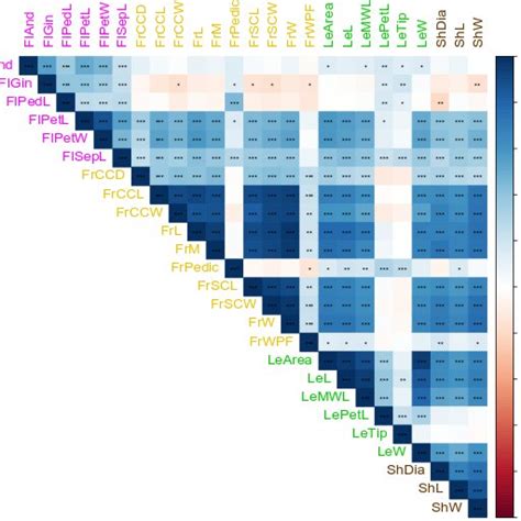Correlation Matrix Plot For Continuous And Ordinal Apple Descriptors