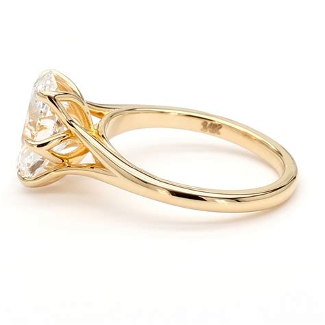 14k Yellow Gold Igi Certified Lab Created Diamond Oval Tulip Split