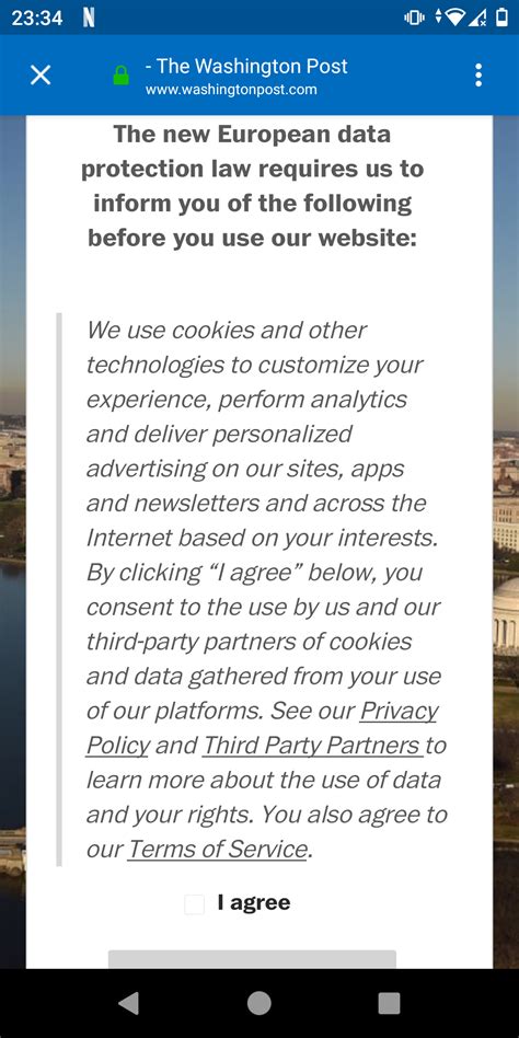 The Washington Post Is In Violation Of The Gdpr By Not Allowing To Opt Out Of Non Essential