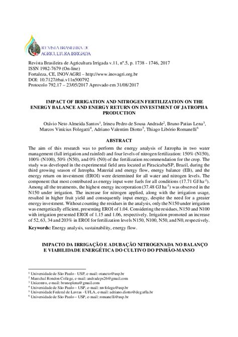 Pdf Impact Of Irrigation And Nitrogen Fertilization On Morphological