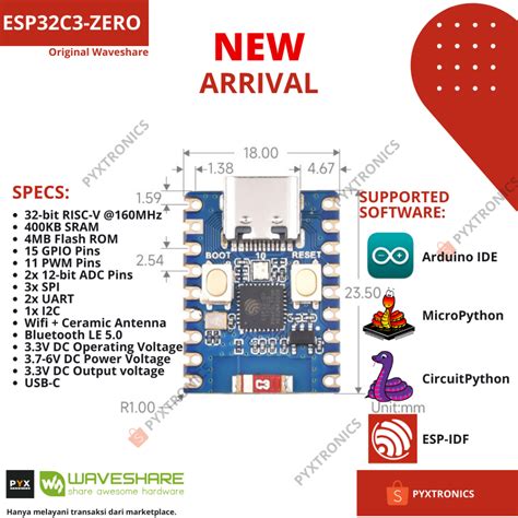 Jual Esp32 C3 Zero Original Waveshare Esp32c3 Risc V Wifi Bluetooth 5