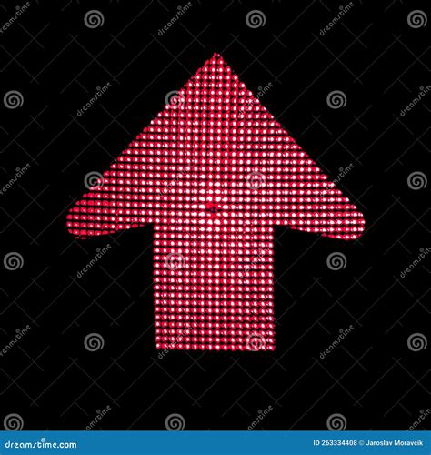 Wrong Direction Red Arrow Light On Traffic Lights On Black Background