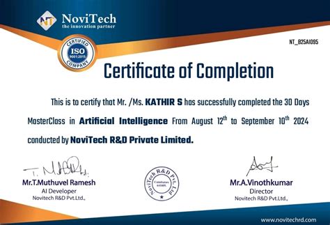 Kathir S On Linkedin Artificialintelligence Ai Masterclass Novitech Innovation…