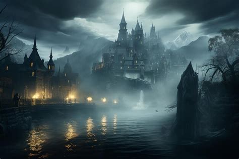 Premium Ai Image Ghost Over Castle At Night Halloween