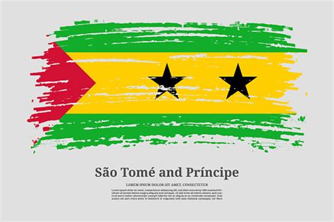 상투메와 프린시페 깃발 브러쉬 스트로크 효과와 정보 텍스트 포스터 벡터 0명에 대한 스톡 벡터 아트 및 기타 이미지 0명 국가 관광명소 국가 지리적 지역 Istock