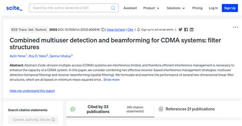 Citation Report Combined Multiuser Detection And Beamforming For Cdma Systems Filter Structures
