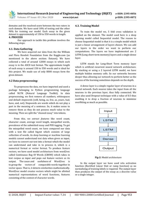 Irjet Automated Essay Grading System Using Deep Learning Pdf