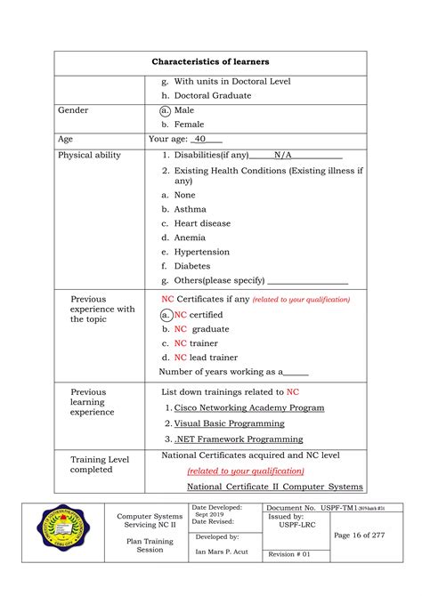 tesda tm1 portfolio computer systems servicing nc ii pdf technology