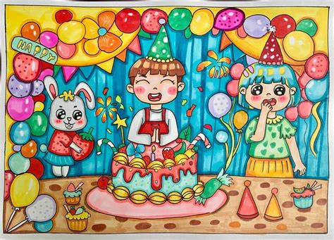 儿童画我的生日儿童画图片大全