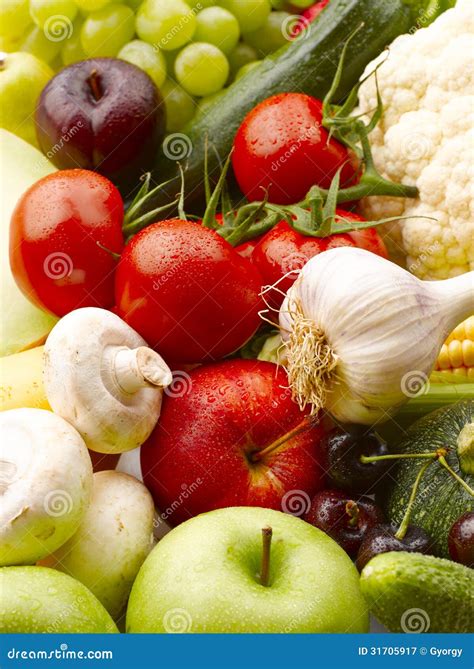 Colorful Assorted Fruits And Vegetables Stock Image Image Of Garlic Group 31705917