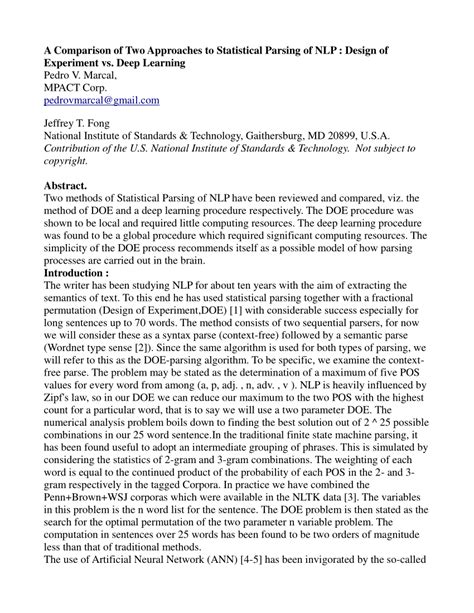 Pdf A Comparison Of Two Approaches To Statistical Parsing Of Nlp