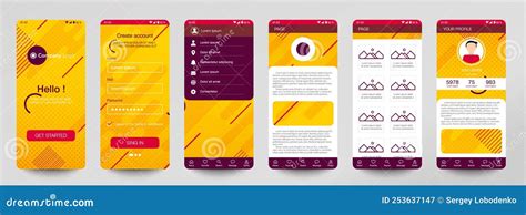 design of mobile app ui ux gui set of user registration screens