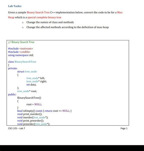 Lab Tasks Given A Sample Binary Search Tree C