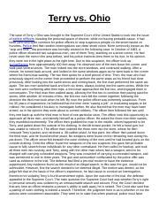 Copy Of Terry Vs Ohio Terry Vs Ohio The Case Of Terry V Ohio Was