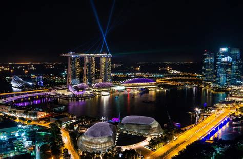 Singapore Marina Bay Sands Skyline At Night 4k Ultra Hd Cityscape