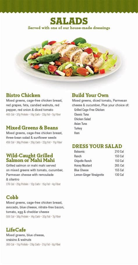 Life Cafe Menu Meals Snacks For Your Healthy Diet At Life Time