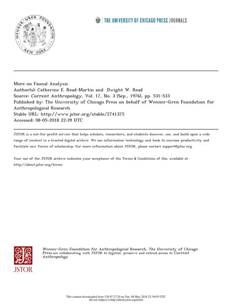 Pdf More On Faunal Analysis