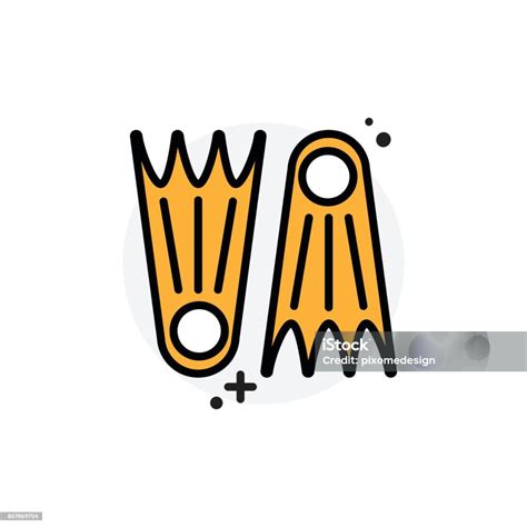 스쿠버 오리발 개념 절연 선 벡터 일러스트 레이 션 편집 아이콘 개념에 대한 스톡 벡터 아트 및 기타 이미지 개념 개념과 주제 고무 Istock