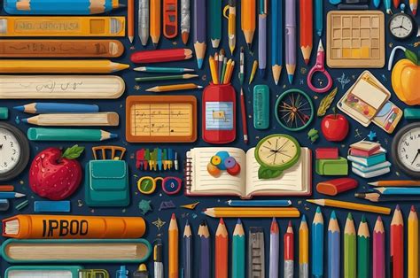 School Elements Pattern Background Premium Ai Generated Image