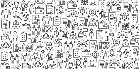 트렌디한 선형 스타일인적 자원에 대 한 디자인 서식 파일의 요소 벡터 세트 선형 아이콘으로 원활한 패턴 관련 인적 자원벡터 인적