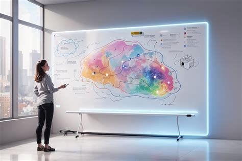 Premium Ai Image Holographic Whiteboard Brainstorms 3d Idea Visualization
