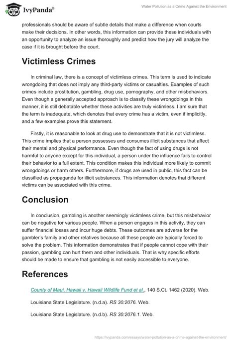 Water Pollution As A Crime Against The Environment 1118 Words Essay