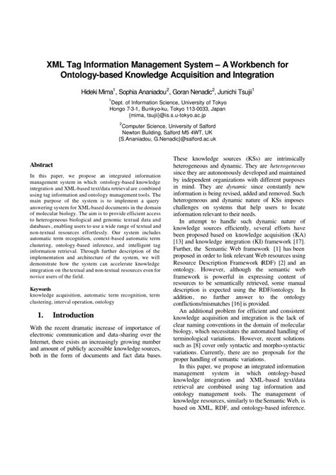 Pdf Xml Tag Information Management System A Workbench For Ontology Based Knowledge