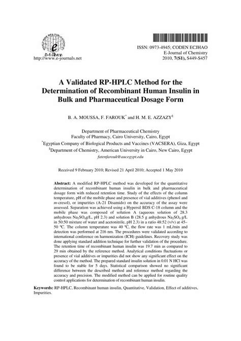 Pdf A Validated Rp Hplc Method For The Determination Downloads