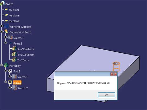 How To Get The Origin Of A Hole Vb Scripting For Catia V5