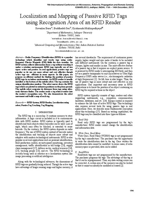 Localization And Mapping Of Passive Rfid Tags Using Recognition Area Of An Rfid Reader Pdf