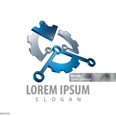 로고 컨셉 디자인 기어 화살표 산업 3d 스타일 기호 그래픽 템플릿 요소 벡터 0명에 대한 스톡 벡터 아트 및 기타 이미지 0명 강철 곡선 Istock