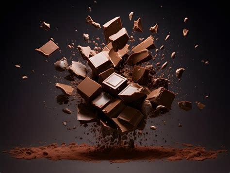 Premium Ai Image Crashing And Explosion Chocolate Bar Chocolate Candy