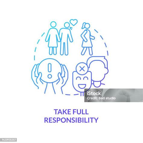 모든 책임을지는 파란색 그라디언트 개념 아이콘 개념에 대한 스톡 벡터 아트 및 기타 이미지 개념 날씬한 남자 친구 Istock