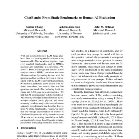 Chatbench From Static Benchmarks To Human Ai Evaluation Acl Anthology