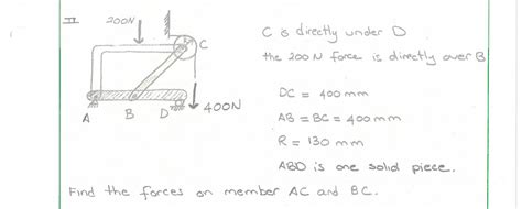 Solved C ﻿is Directly Under D ﻿the 200n ﻿force Is Directly