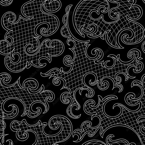 Abstract Decorative Vector Seamless Pattern With Curling Ornamental