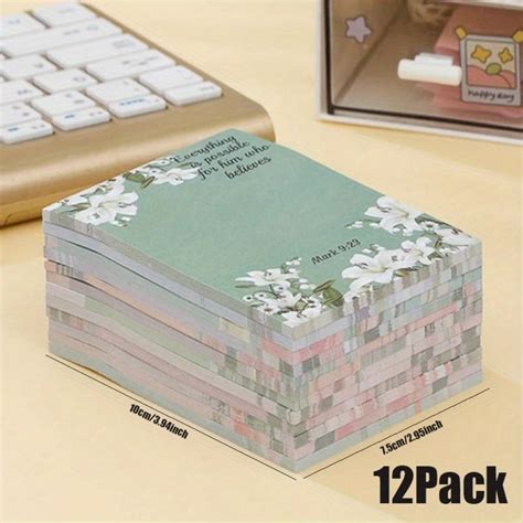 12 Pack Vintage Floral Decorative Sticky Notes For Handmade Journaling