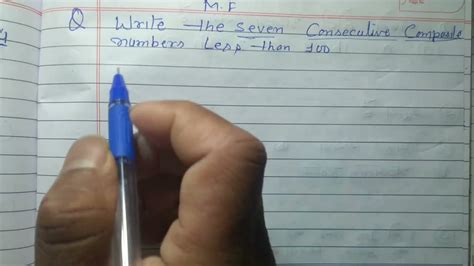 Write Seven Consecutive Composite Numbers Less Than 100 Youtube
