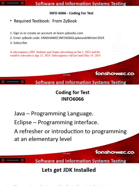 Info6066 Java And Eclipse Installation W2024 Pdf Java Programming Language Computer