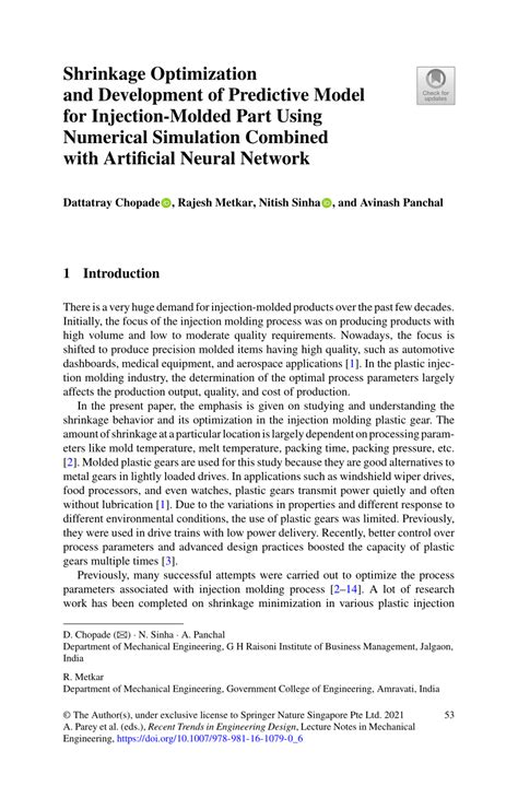 Pdf Shrinkage Optimization And Development Of Predictive Model For
