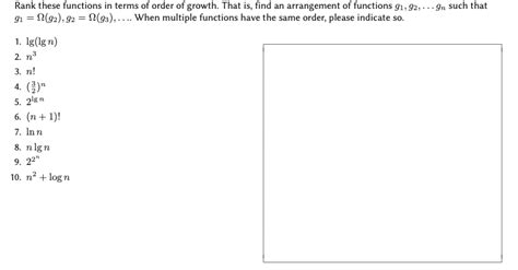 Solved Rank These Functions In Terms Of Order Of Growth