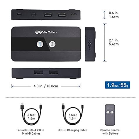 Cable Matters USB 2 0 Switch Hub USB Sharing Switch For 2 Computers And 4 USB Peripherals